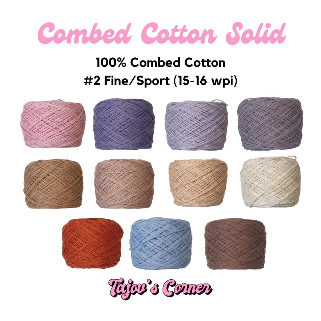Jual Benang Rajut Combed Cotton Yarn Solid Color - #2 Fine/Sport Weight ...