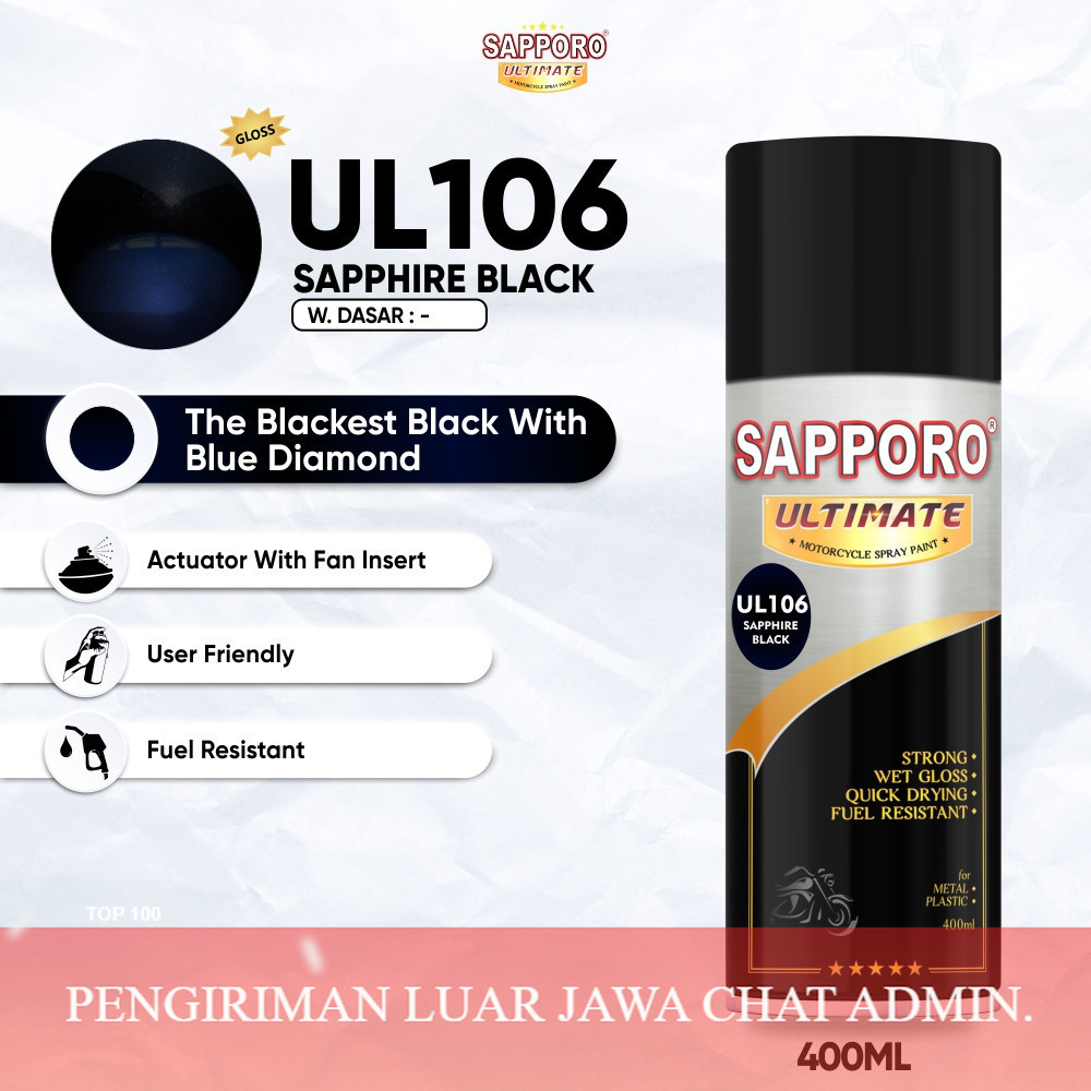 Jual Sapporo Ultimate UL106 Sapphire Black / Cat Spray Semprot Aerosol Terbaik / Black Series ...