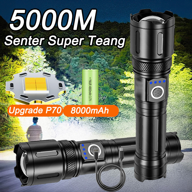 Jual YMJR 5KM Senter LED Super Terang Jarak Jauh Anti Air Senter LED 90000 Lumens Original USB C ...
