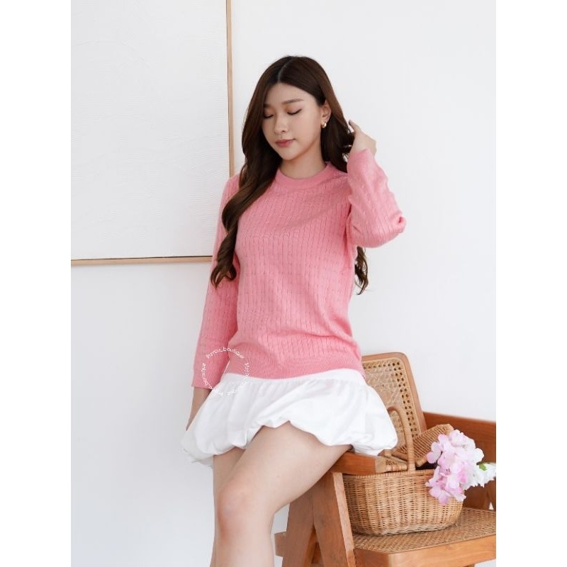 Jual Kharis Cable Knit Tops Atasan Rajut Wanita Katun Tangan Panjang | Shopee Indonesia