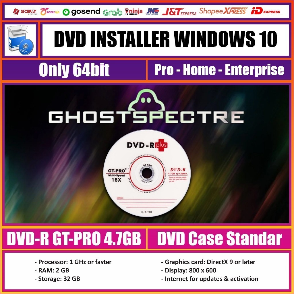 Jual DVD WIN 10 GHOST SPECTRE SUPERLITE COMPACT INSTALLER BOOTABLE ...