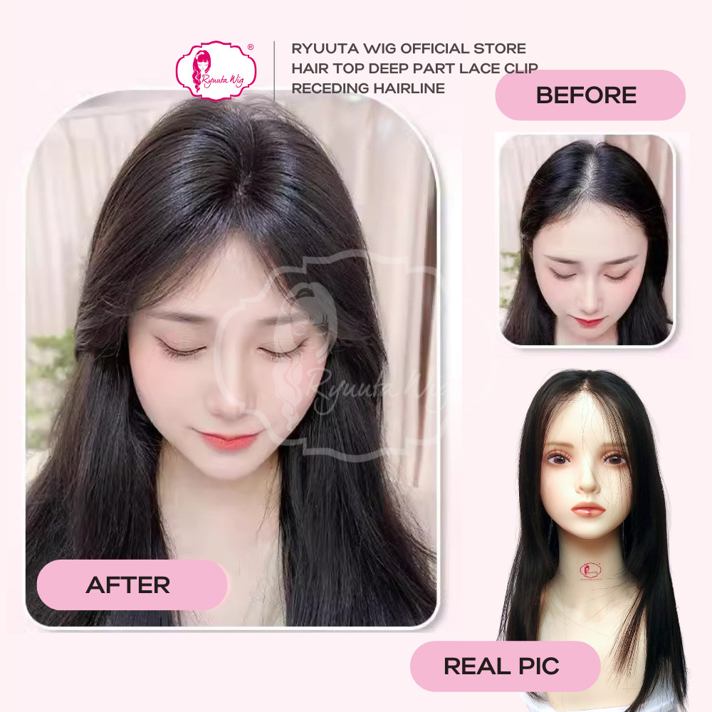 Jual Ryuuta Wig Hair Top Piece Deep Part Lace Clip Lurus Panjang ...