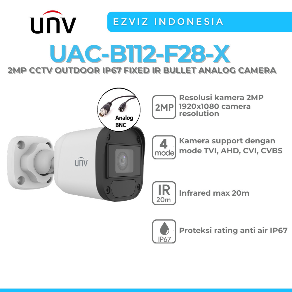 Jual UNV UAC-B112-F28-X 2MP CCTV OUTDOOR IP67 FIXED IR BULLET ANALOG CAMERA | Shopee Indonesia