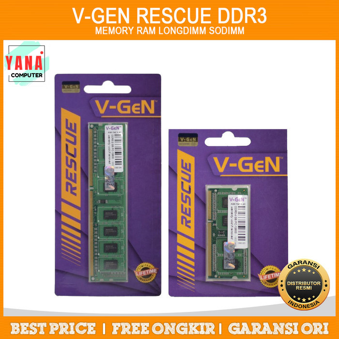 Jual RAM V-GEN RESCUE DDR3 2GB 4GB 8GB 1600Mhz LONGDIMM SODIMM | Shopee ...