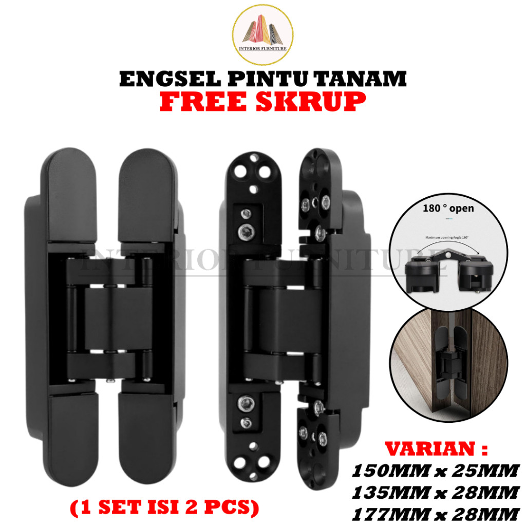 Jual Door Hinge Invisible Hidden Engsel Pintu Tanam Hitam Door Hinges ...