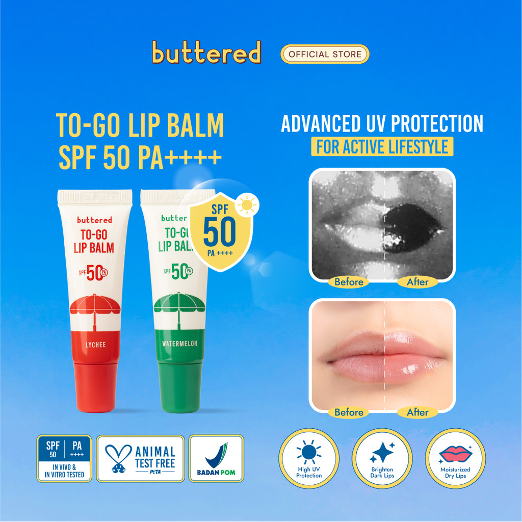 Jual Buttered To-Go Lip Balm SPF 50 PA++++ Lip Balm dengan Perlindungan ...