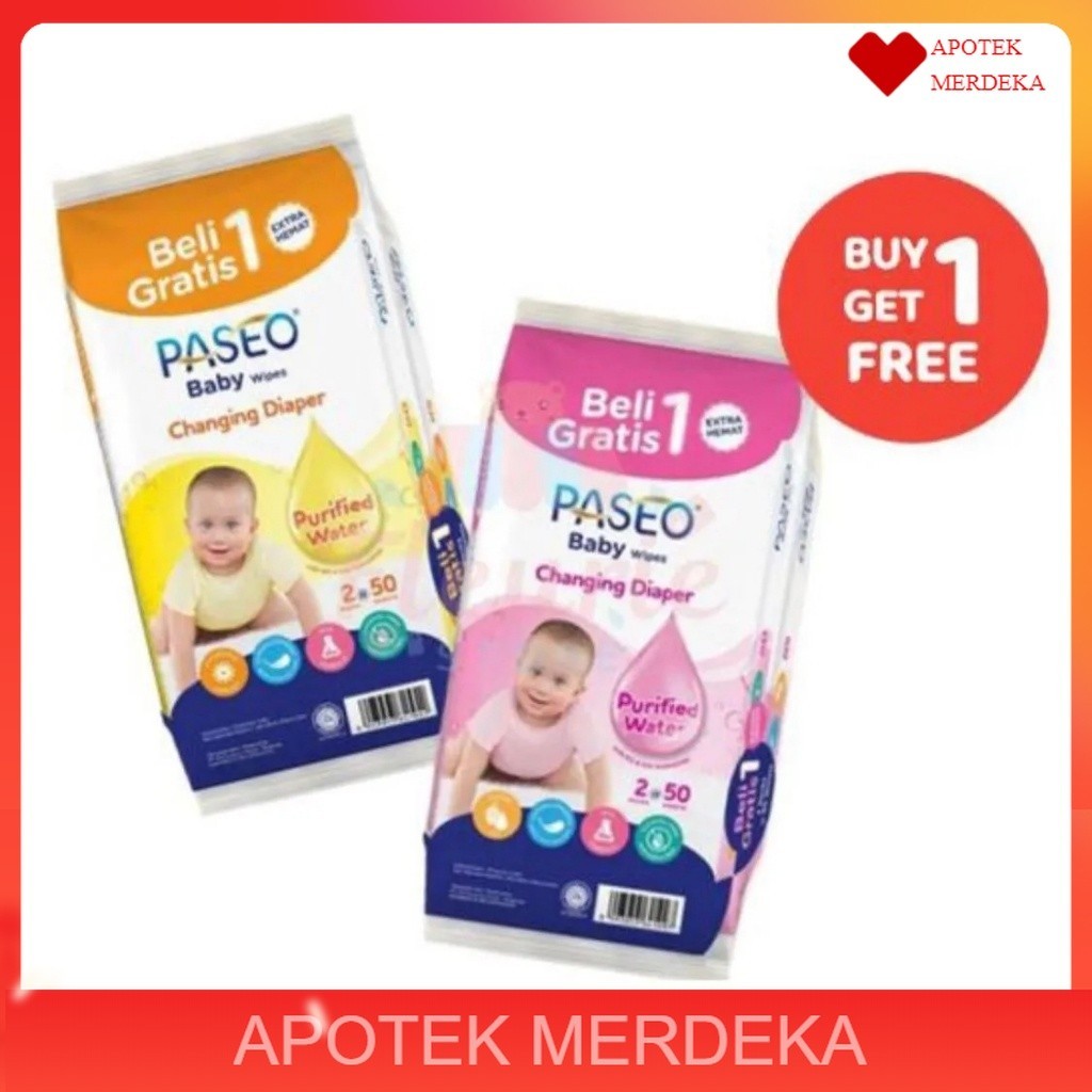 Jual PASEO Baby Wipes Changing Diaper Tissue Basah Bayi 50 Sheets Buy 1 ...