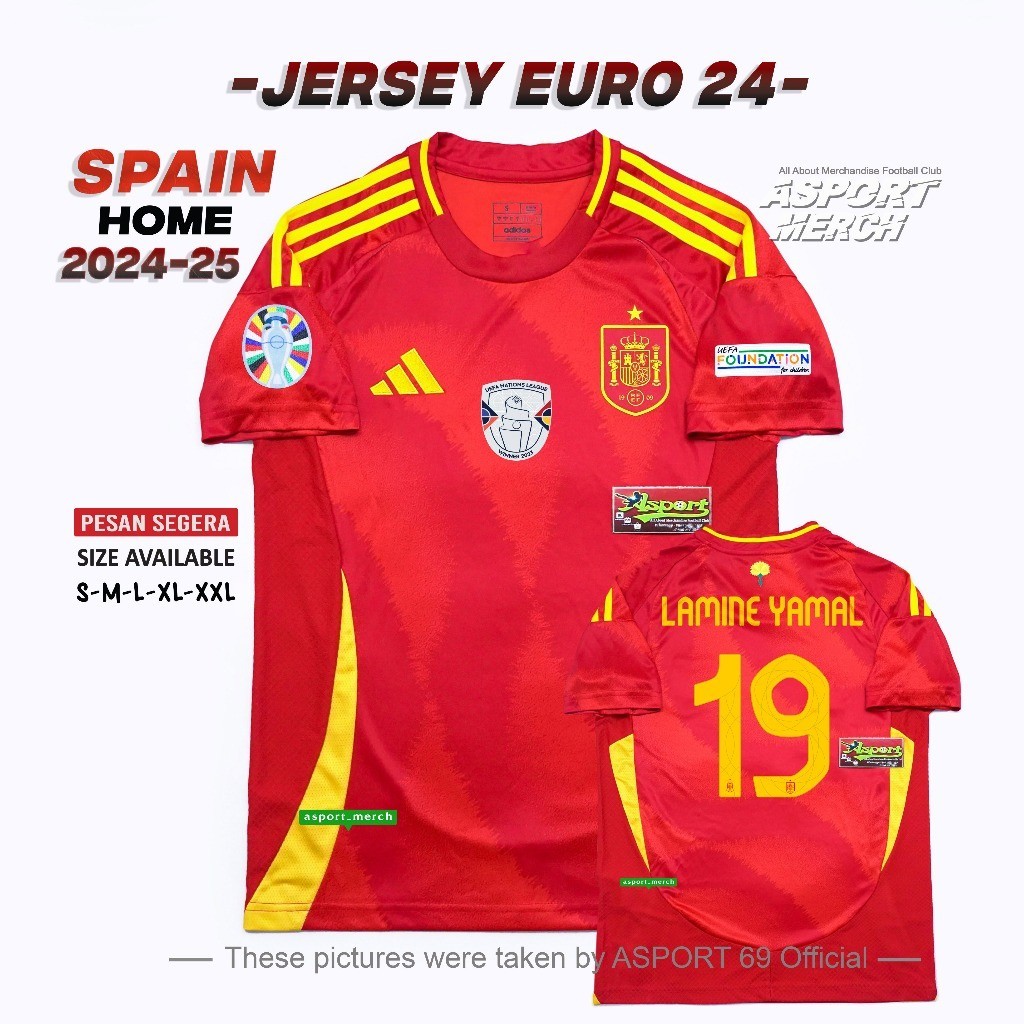 Jual JERSEY BOLA SPANYOL HOME EURO 2024 2025 JERSEY SPAIN HOME WINNER ...