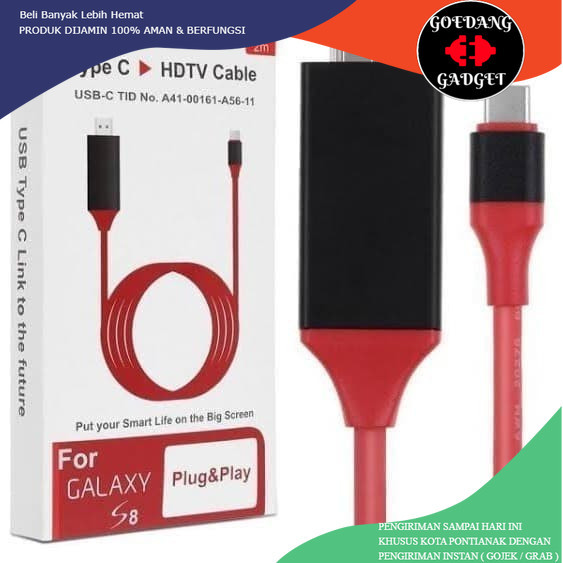 Jual KABEL MHL TYPE C HDTV USB TYPE-C TO HDMI CABLE FOR GALAXY S8 S9 ...