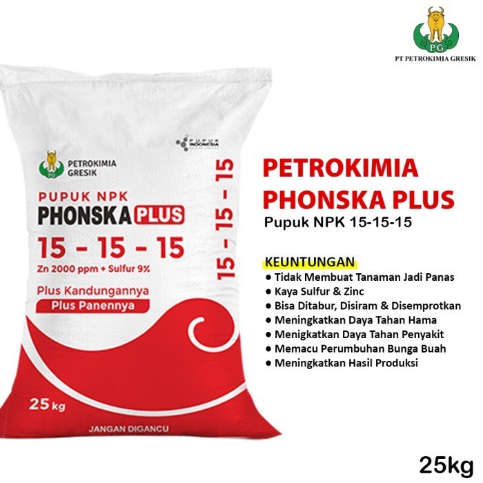 Jual 25 KG - Pupuk NPK Phonska Plus 15 15 15 Petrokimia Gresik ORIGINAL ...
