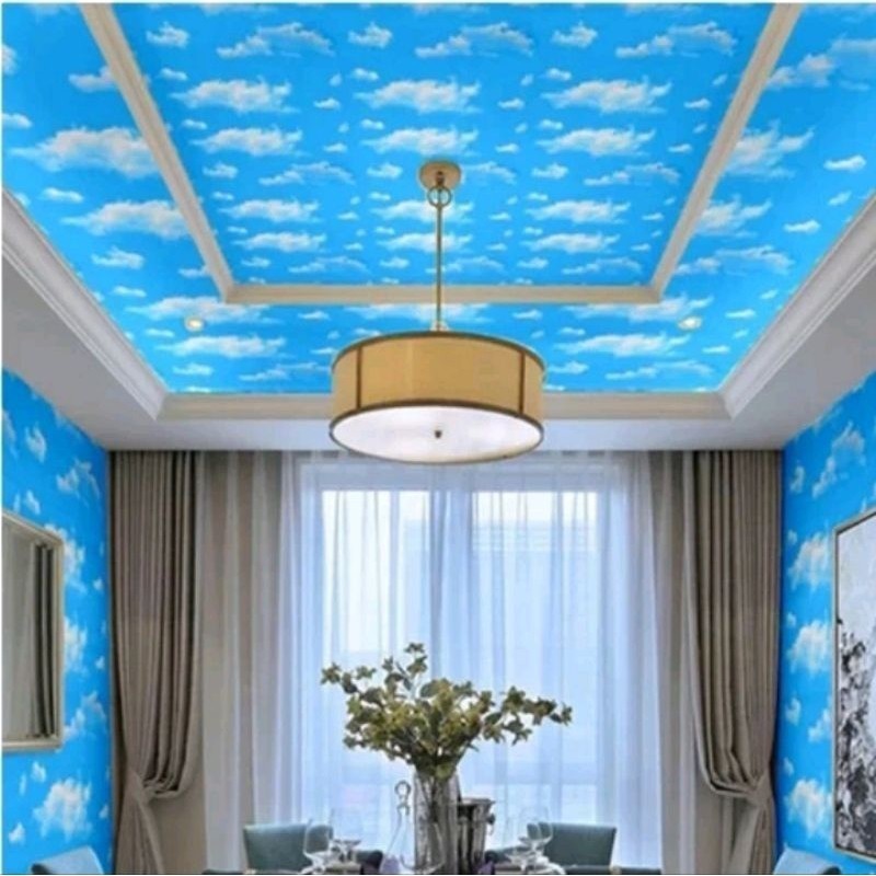 Jual Wallpaper Dinding motif Awan Biru 8 s/d 9 m X 45 cm | Shopee Indonesia