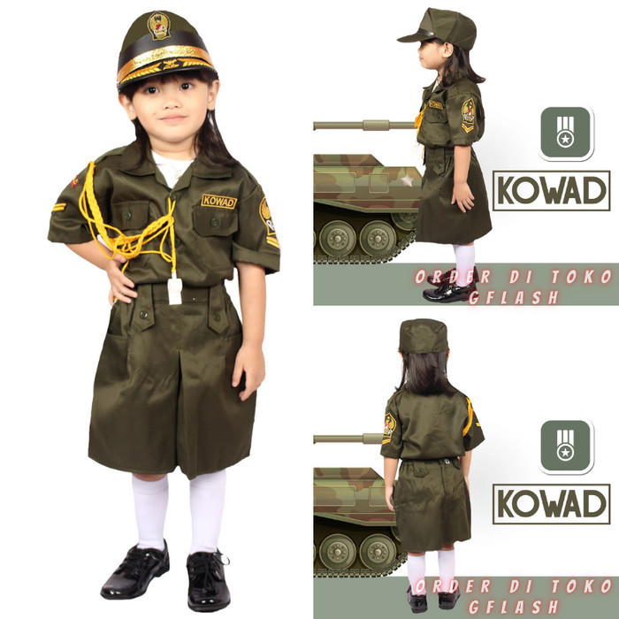 Jual Baju profesi anak tk perempuan kowad tni ad kostum seragam ...