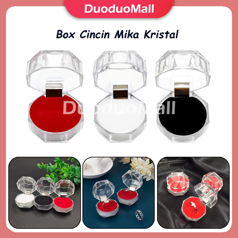 Jual Box Cincin Mika Kristal /Tempat Kotak Perhiasan Acrylic Wadah ...