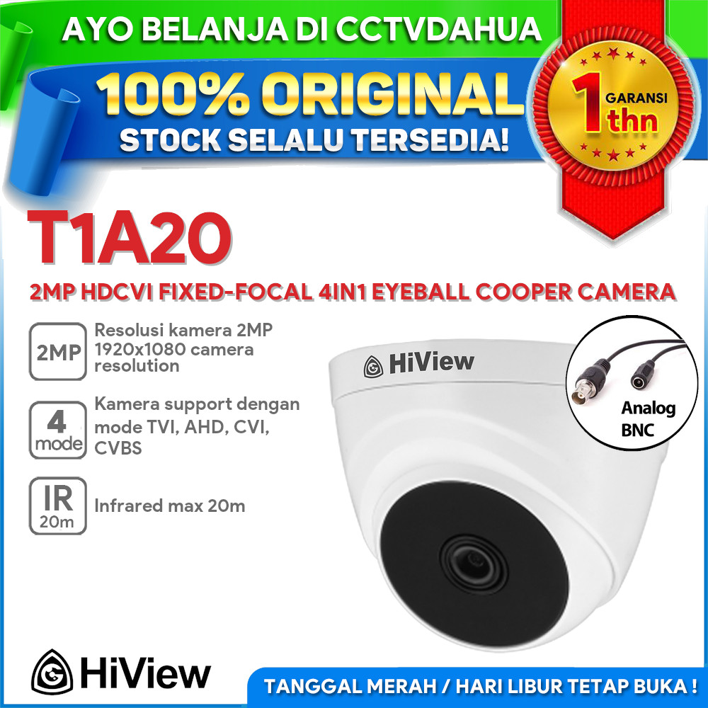 Jual HIVIEW T1A20 2MP HDCVI FIXED-FOCAL 4IN1 EYEBALL D-SERIES CAMERA | Shopee Indonesia