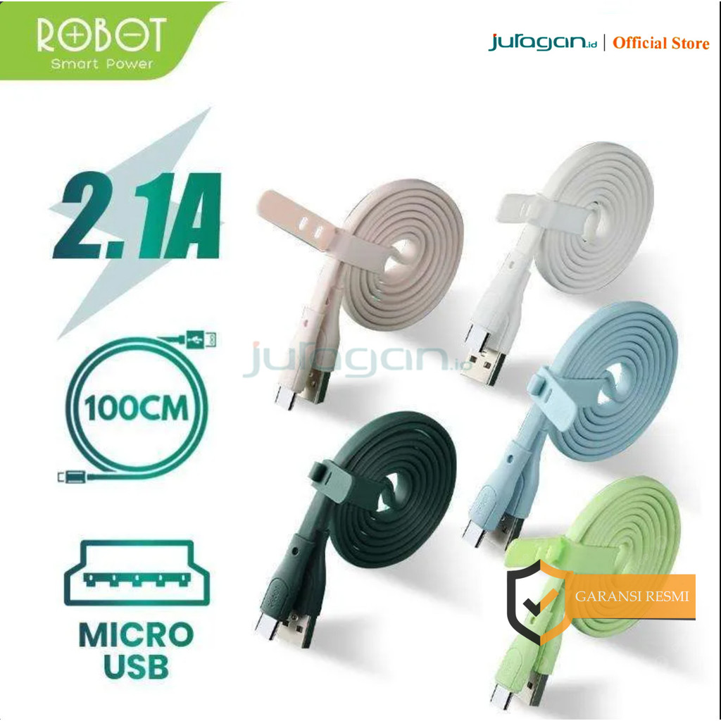 Jual KABEL ROBOT MICRO USB RGM100 2.1A 1M KABEL DATA MICRO 100CM ...