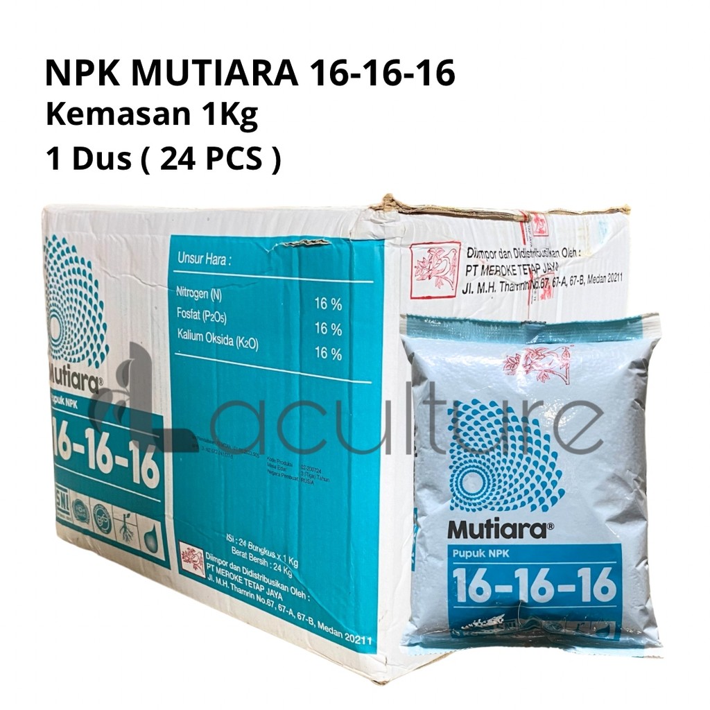 Jual Pupuk Meroke MUTIARA NPK 16-16-16 1 Kg Kemasan Pabrik 1 Dus Isi 24 Pcs | Shopee Indonesia