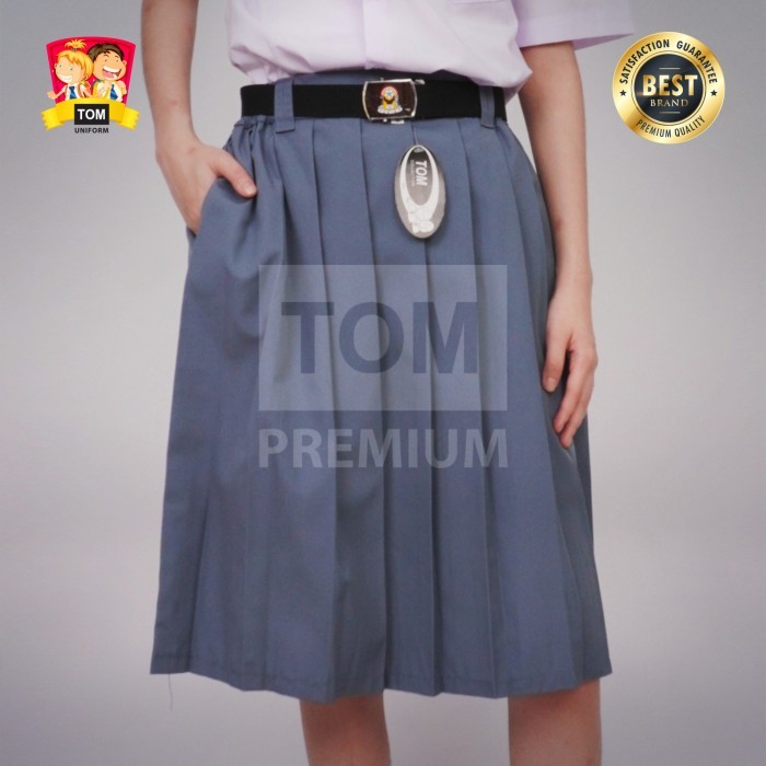 Jual Seragam TOM - Rok SMA Rempel Karet Pendek Abu | Shopee Indonesia