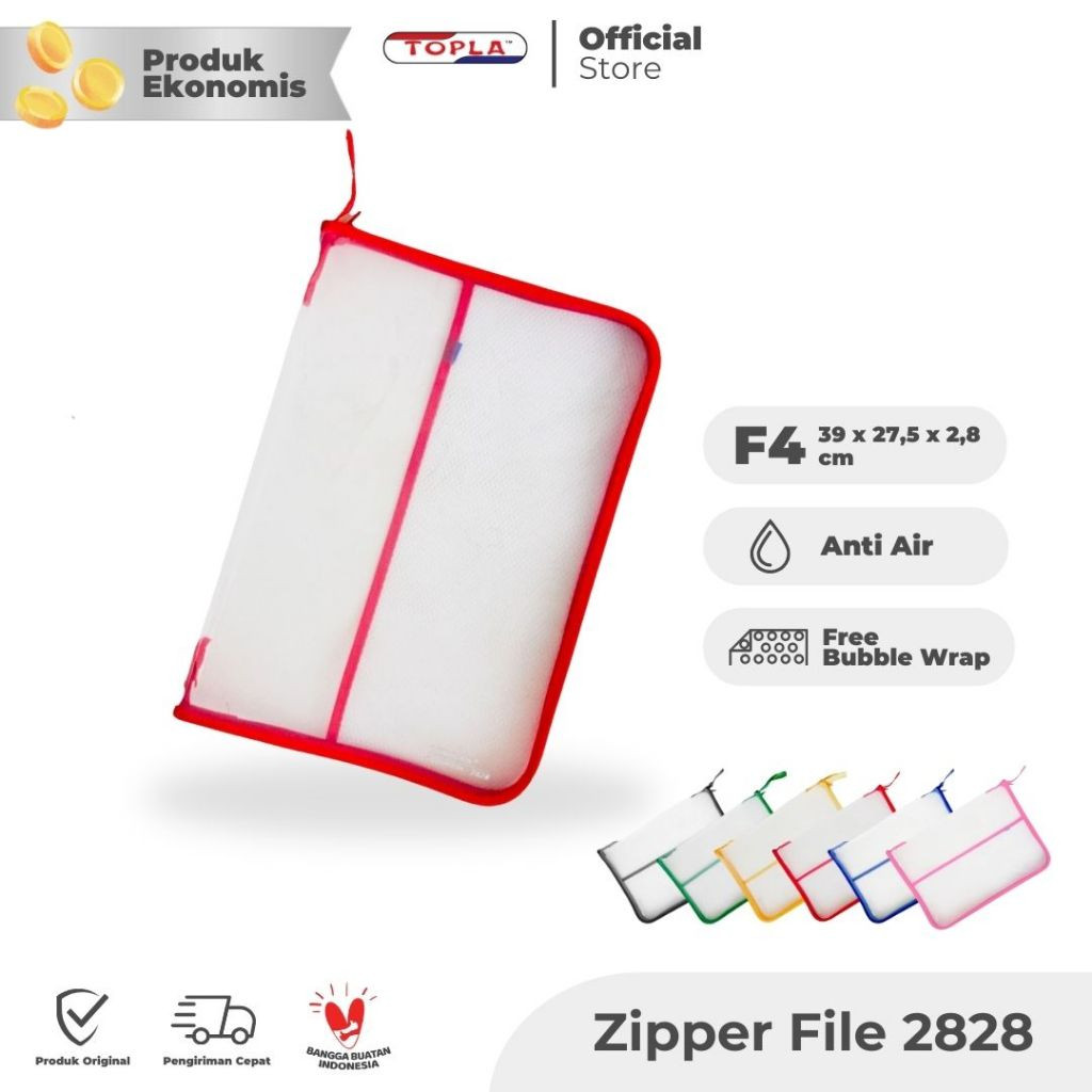 Jual Topla map zipper resleting map file folder dokumen kertas berkas ukuran F4 | Shopee Indonesia