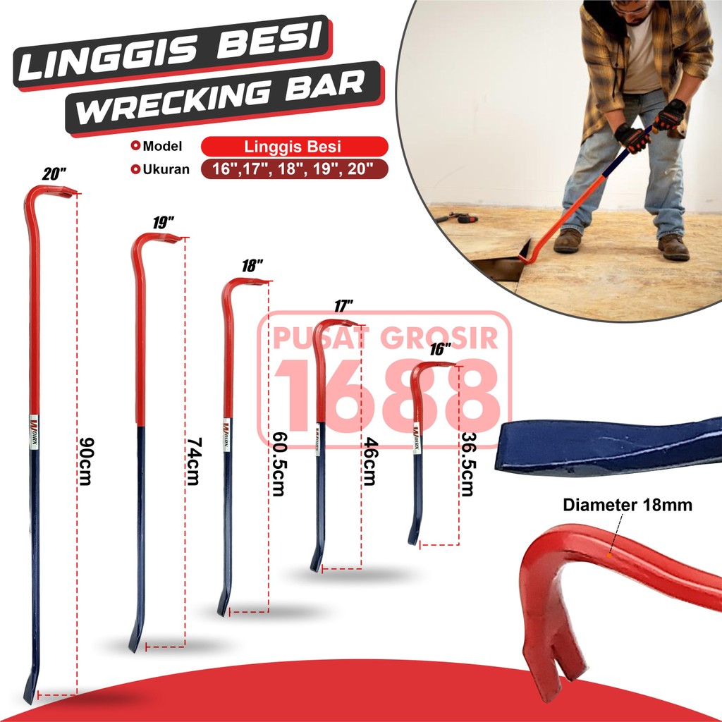 Jual Linggis Besi 16" 17" 18" 19" 20" Linggis Serbaguna Linggis Panjang ...