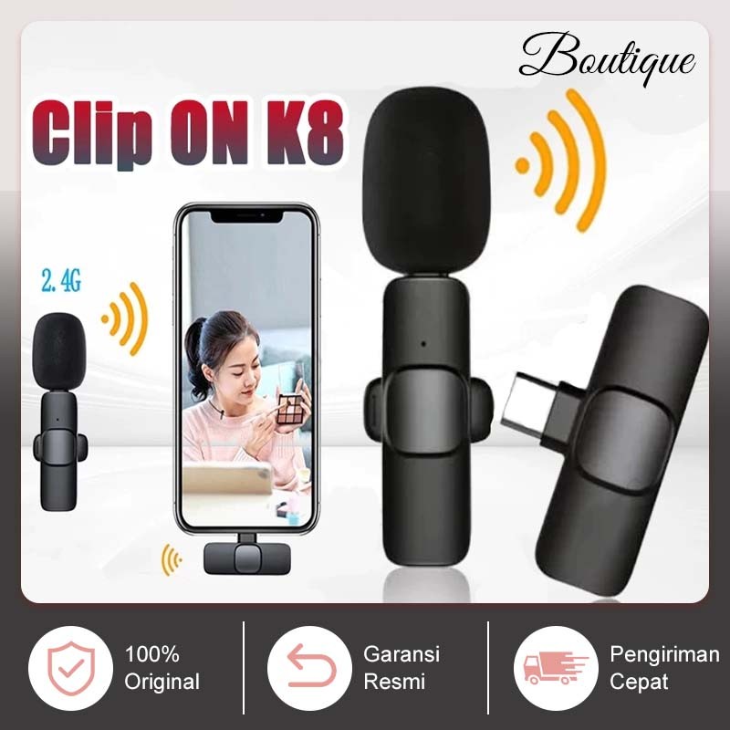 Jual Mic Clip ON Wireless K8 Microphone Mic Clip On Youtuber Wireless ...