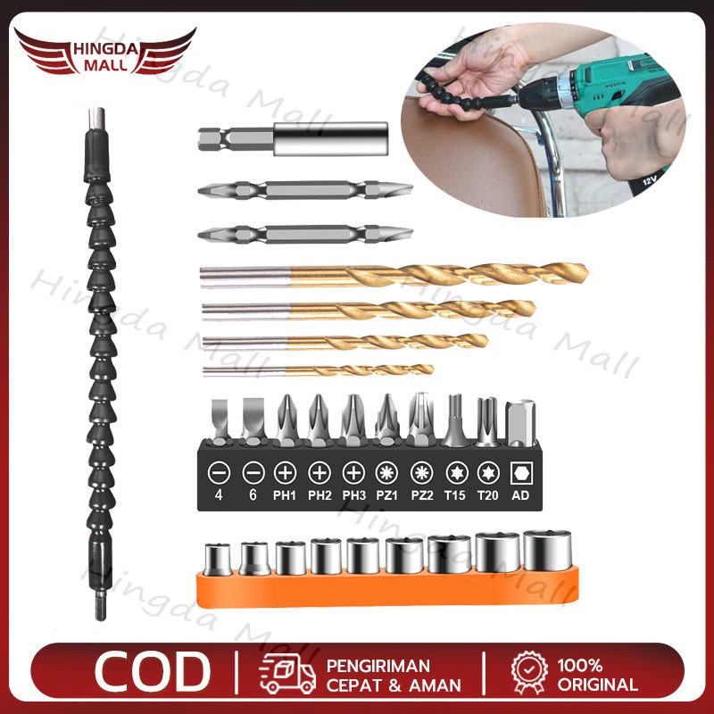 Jual 27 Pcs Mata Bor Obeng Set Bor Dinding Kayu Lubang Sekrup Tangan ...