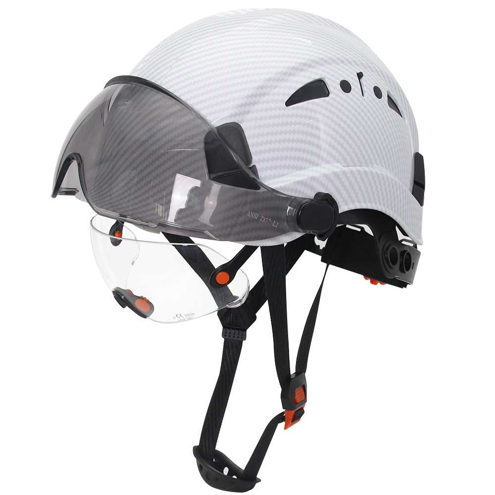 Jual Construction Safety Helmet with Visor Built In Goggle Reflective ...