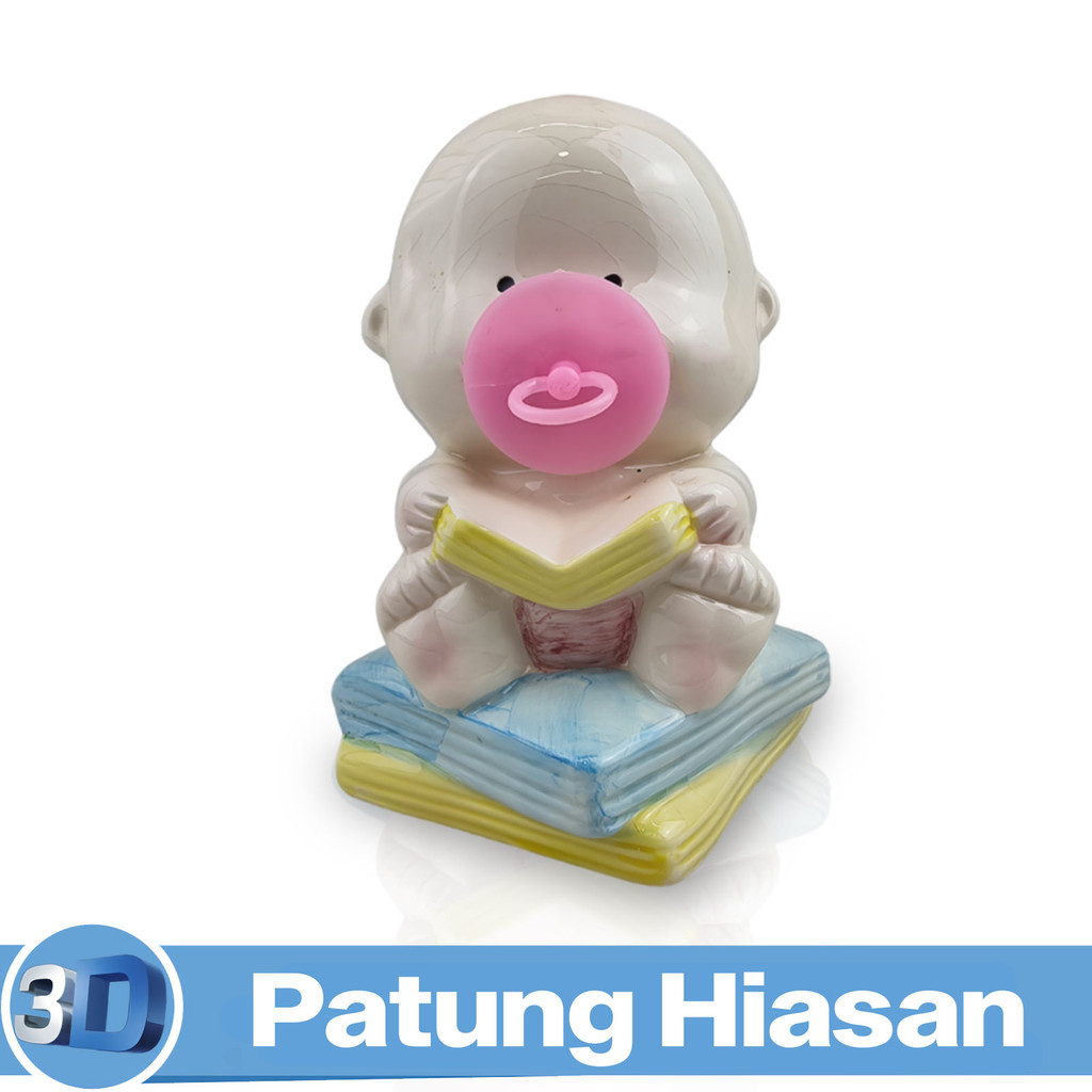 Jual Good Spot Patung Bayi Pakai Empeng Membaca Buku Keramik Statue ...