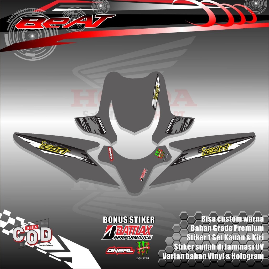 Jual STIKER STRIPING VARIASI HONDA BEAT KARBU ICON BERCAK HITAM ...