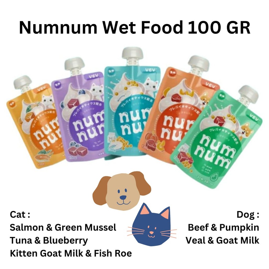 Jual NUMNUM Wet Cat Dog Food 100 GR Makanan Minuman Snack Cemilan ...