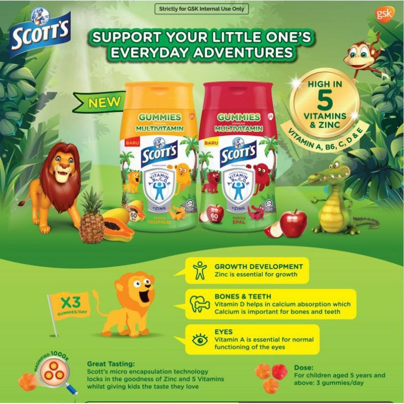 Jual Scott's dha gummies isi 60 scotts multivitamin vitamin A B C D E ...