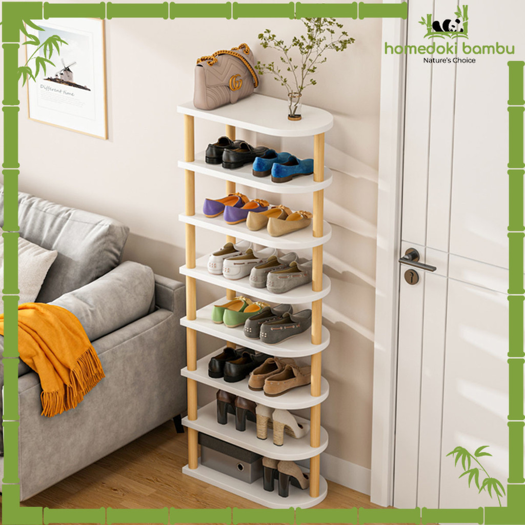 Jual Homedoki Bambu - Rak Sepatu Susun Minimalis | Shopee Indonesia