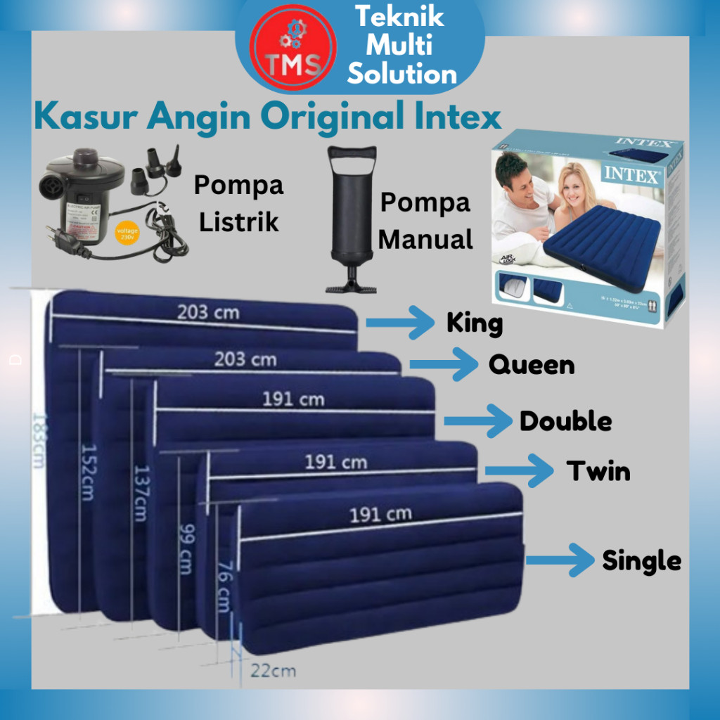 Jual ORIGINAL Kasur Angin INTEX SINGLE TWIN DOUBLE QUEEN KING Airbed ...