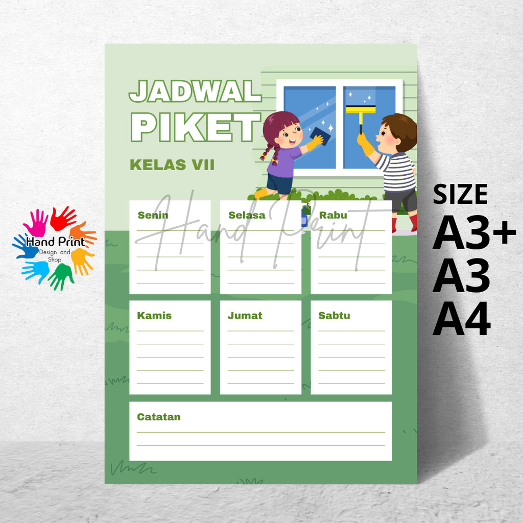 Jual Cetak Poster Jadwal Piket Hijau Muda Size A3+ | Shopee Indonesia