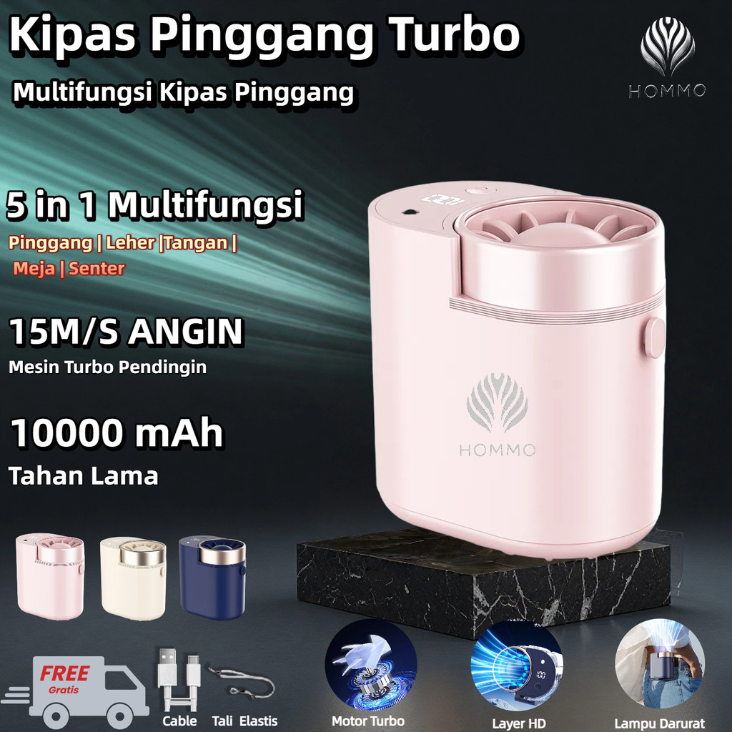 Jual HOMMO Kipas Pinggang Portable Mini｜Waist Fan Mini Pendingin Angin ...