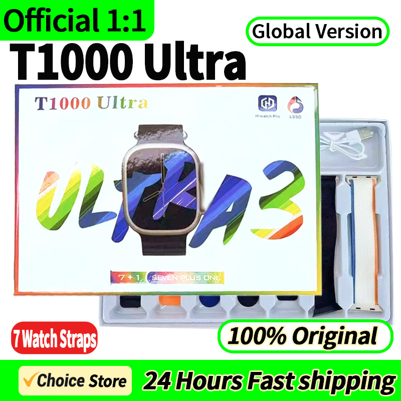 Jual 7 Watch Straps 2025 New Watch10 T1000 Smartwatch Amoled Circular ...