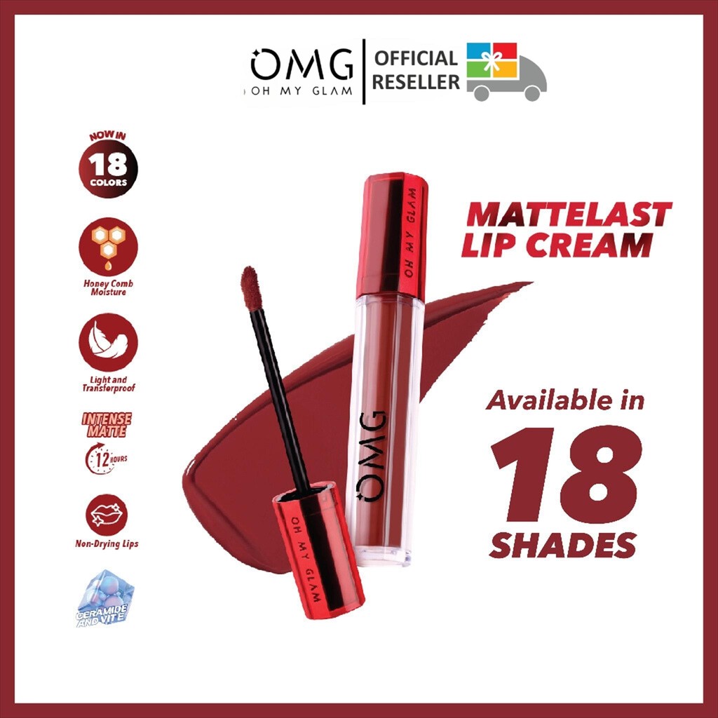 Jual OMG OH MY GLAM Matte Kiss Lip Cream Matte Dengan Warna Intense | Shopee Indonesia