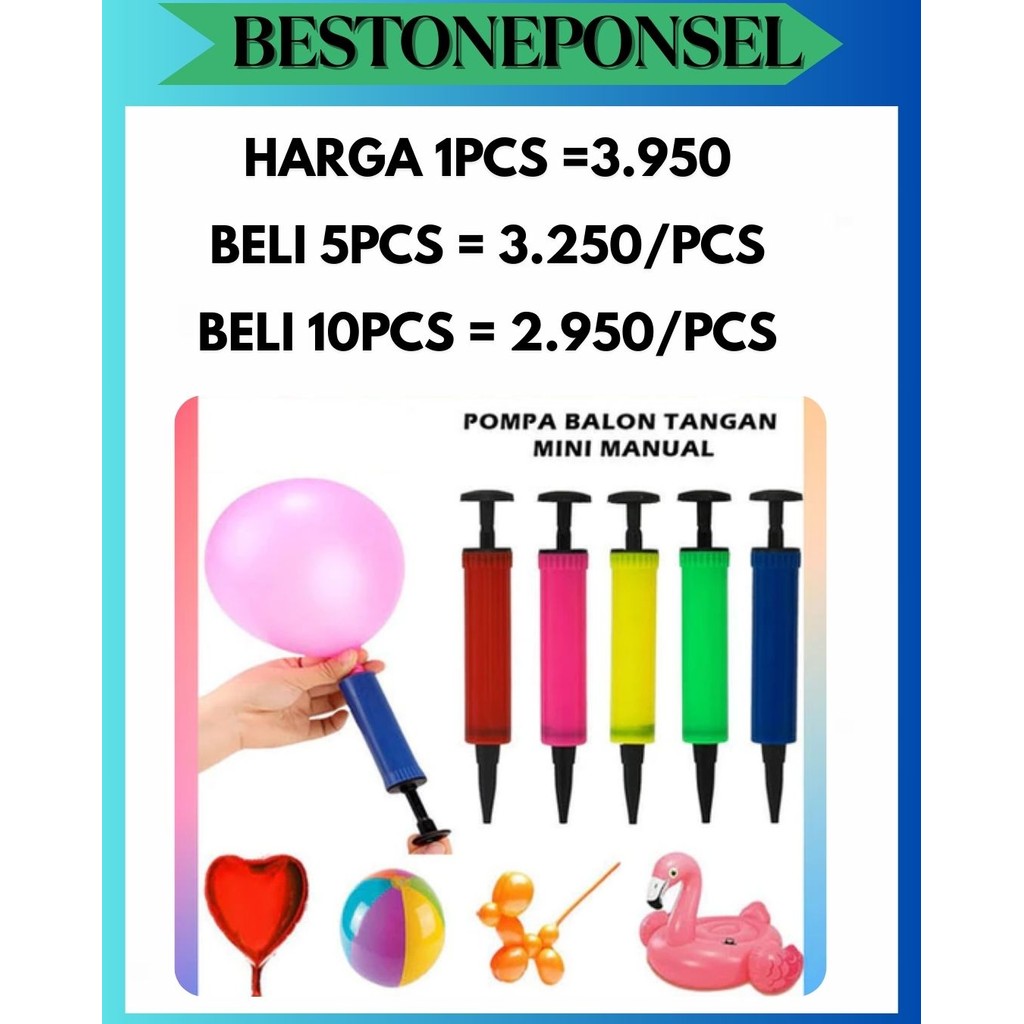 Jual BOP ALAT POMPA BALON TANGAN MANUAL TIUP ANGIN BALLOON / MINI PUMP ...