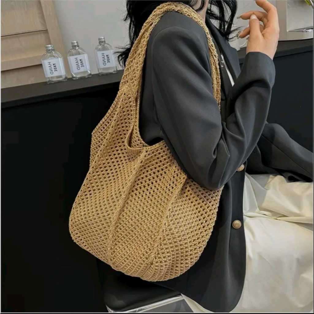 Jual Knitted Tote Bag / Tas Kasual Casual/ Tas Korea Rajut Besar Pantai ...