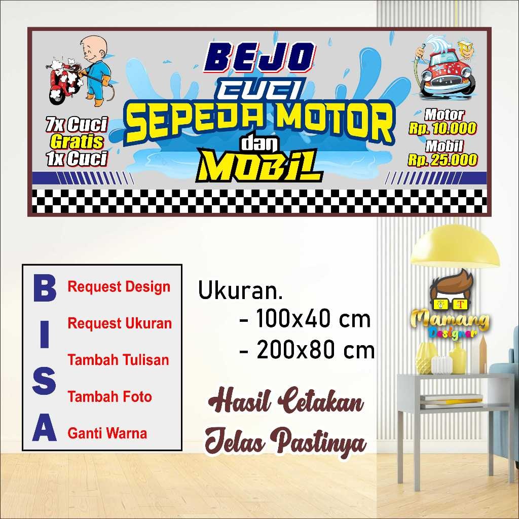 Jual backdrop Design Banner Spanduk MMT Steam Motor Cuci Motor Bagus ...