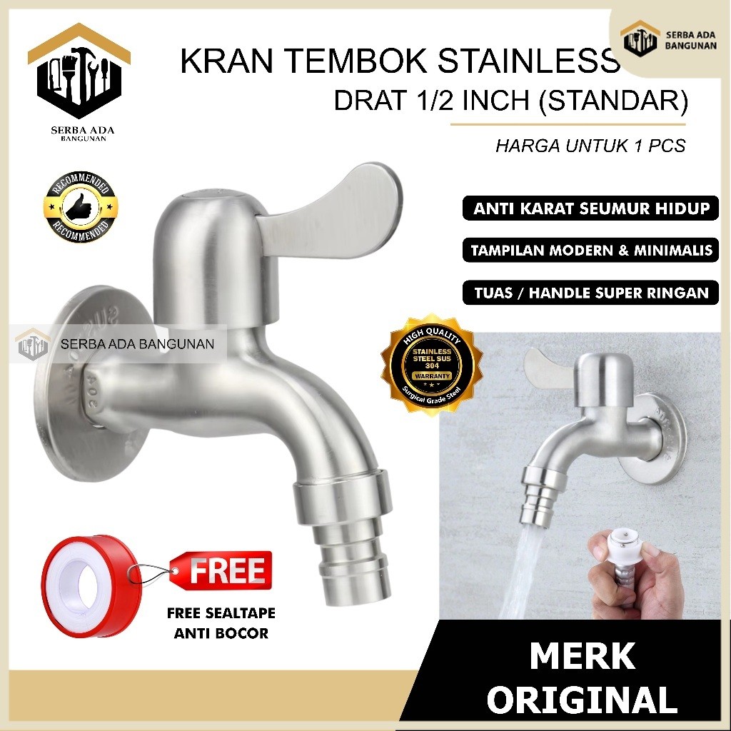 Jual SAB Kran Tembok Stainless 304 Premium / SUS 304 Kran Stainless ...