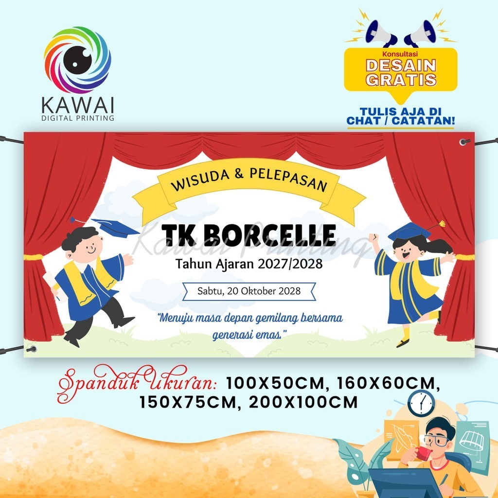 Jual Spanduk Banner MMT Wisuda Pelepasan Perpisahan Acara Sekolah Merah ...