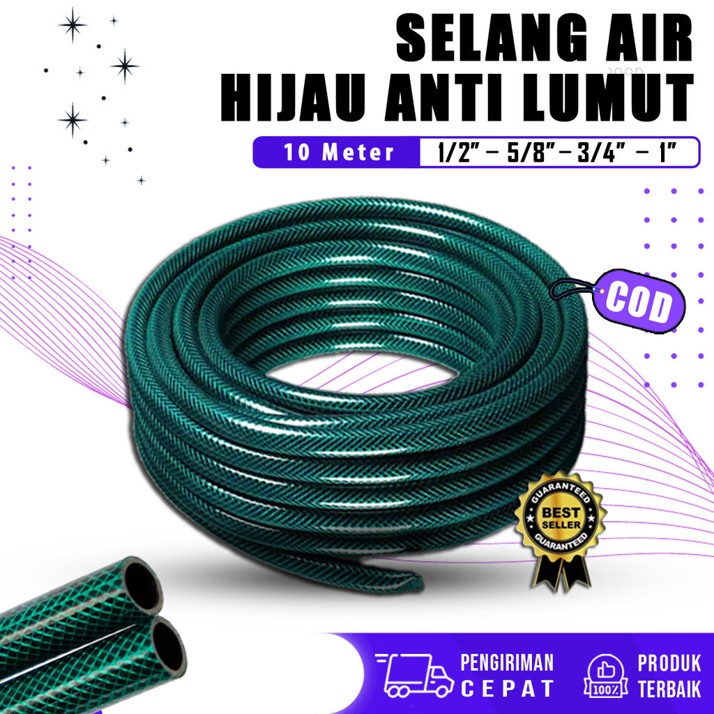 Jual SELANG AIR 1 ROL 10 METER BENANG HIJAU ANTI LUMUT SELANG TAMAN 1/2 5/8 3/4 INCH KEBUN TEBAL ...