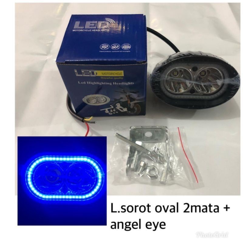 Jual [ DELSER MOTOR ] TERLARIS LAMPU LED SOROT OVAL 2 MATA + ANGEL EYE ...