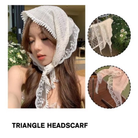 Jual Syal kain renda Segitiga jilbab rambut Picnic Lace Korean Scarf ...