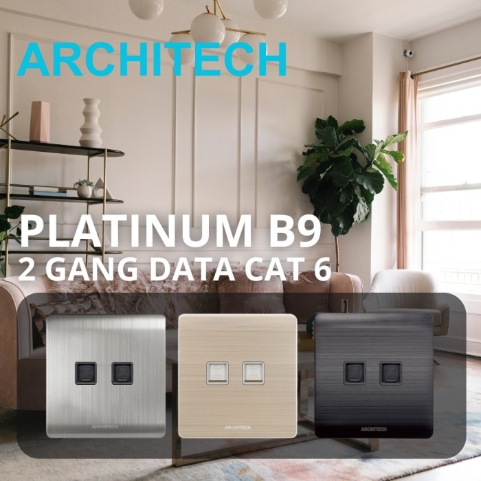 Jual ARCHITECH PLATINUM B9-2E02 Stop Kontak/JACK 2 GANG Data Cat6 ...