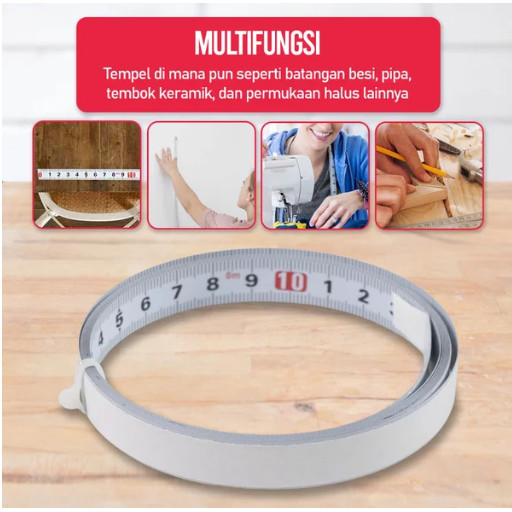 Jual Penggaris Pengukur Meteran Tempel 2m Alat Track Tape Ukur Meja ...