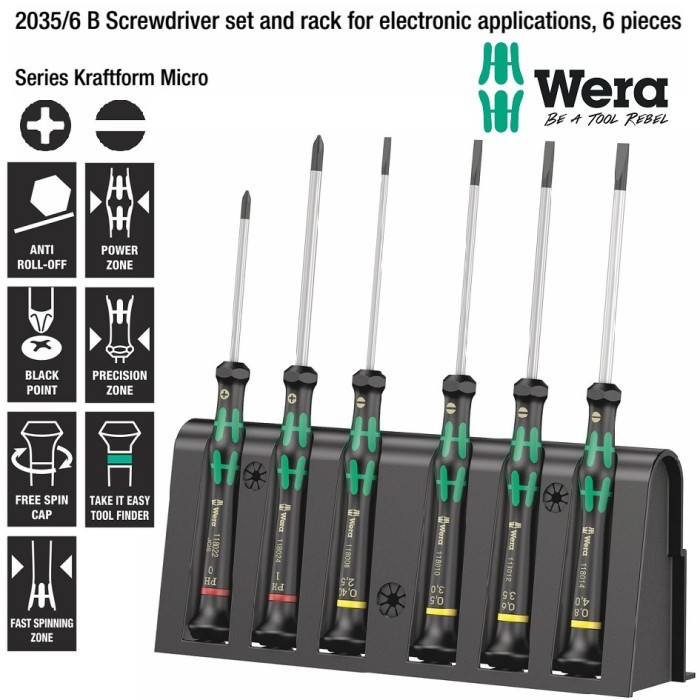 Jual Wera 05118152001 - Obeng Micro Set 2035/6 Micro B Screwdriver Set ...