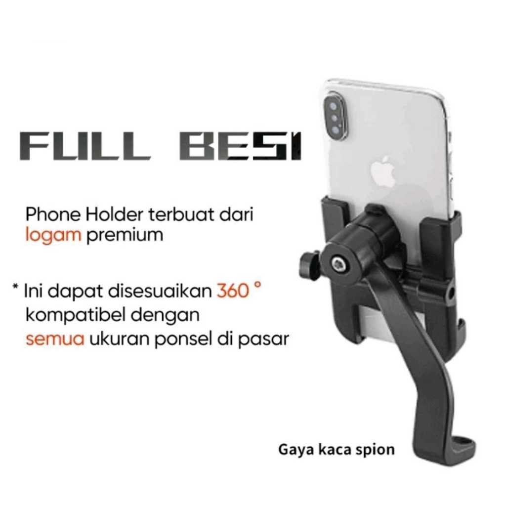 Jual Holder Hp Sepeda Motor Full Besi / Stand Holder Handphone Spion Motor Stang Motor Besi Kuat ...