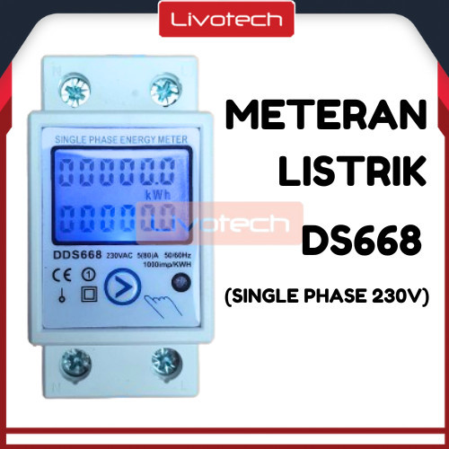 Jual DDS668 Din Rail Digital Single Phase Reset Meteran Energi kWh Tegangan Arus Konsumsi Daya ...
