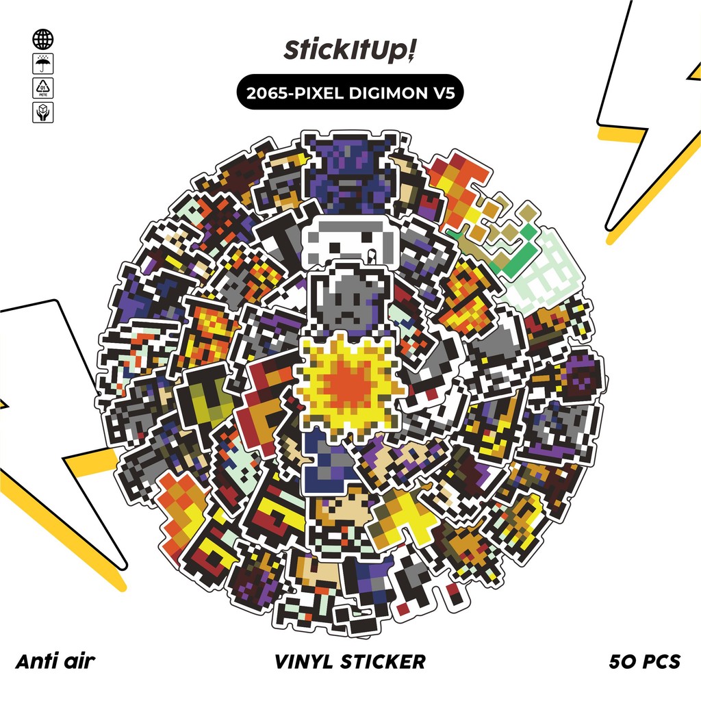 Jual COD 50 Pcs Stiker Pack PIXEL DIGIMON V5 Lucu Aesthetic Vynil ...